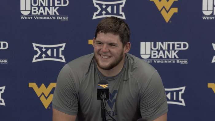 WATCH: Zach Frazier Press Conference — Fall Practice No. 3 | Blue Gold ...